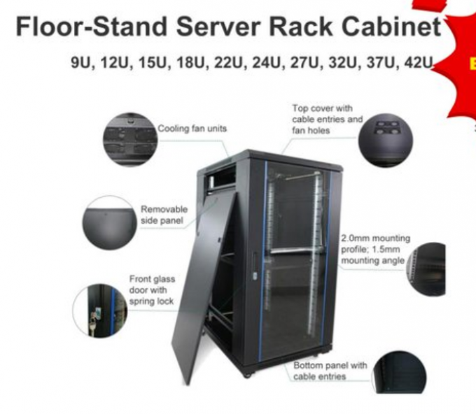 800*800*2200 47U Standard 19 Inch Data Center Server Rack with ...