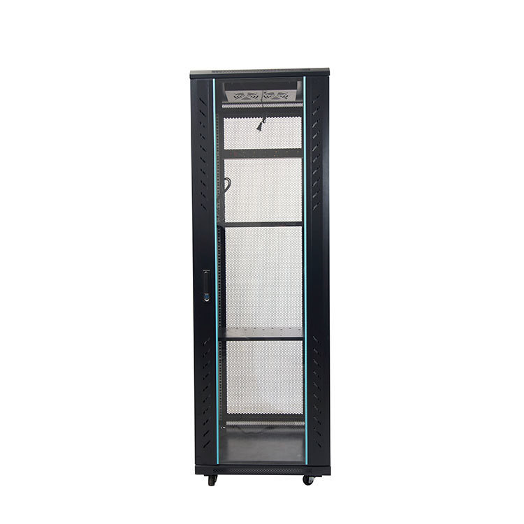 19-inch 19 Inch Network Cabinet Rack 42U Black Network Rack with Toughened Glass Door